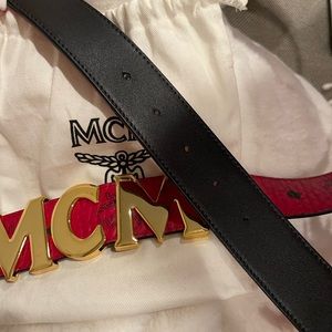 MCM | Accessories | Mcm Belt Red With Full Logo | Poshmark